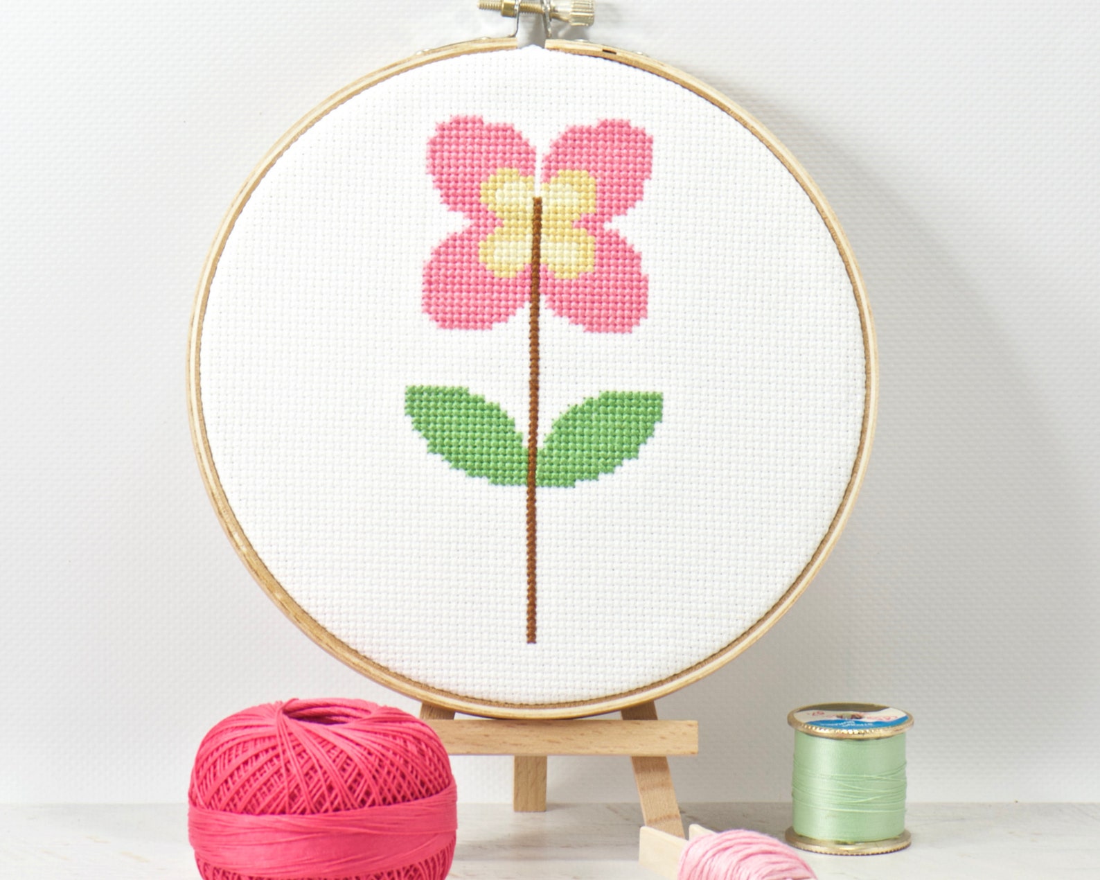Single Pink Flower Cross Stitch Pattern Beginner Counted - Etsy