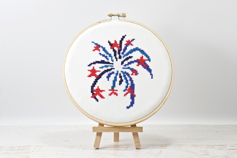 Starburst Cross Stitch Pattern Fourth of July Fireworks DIY - Etsy