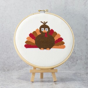 Cute Turkey Counted Cross Stitch Pattern for Thanksgiving and Autumn ...