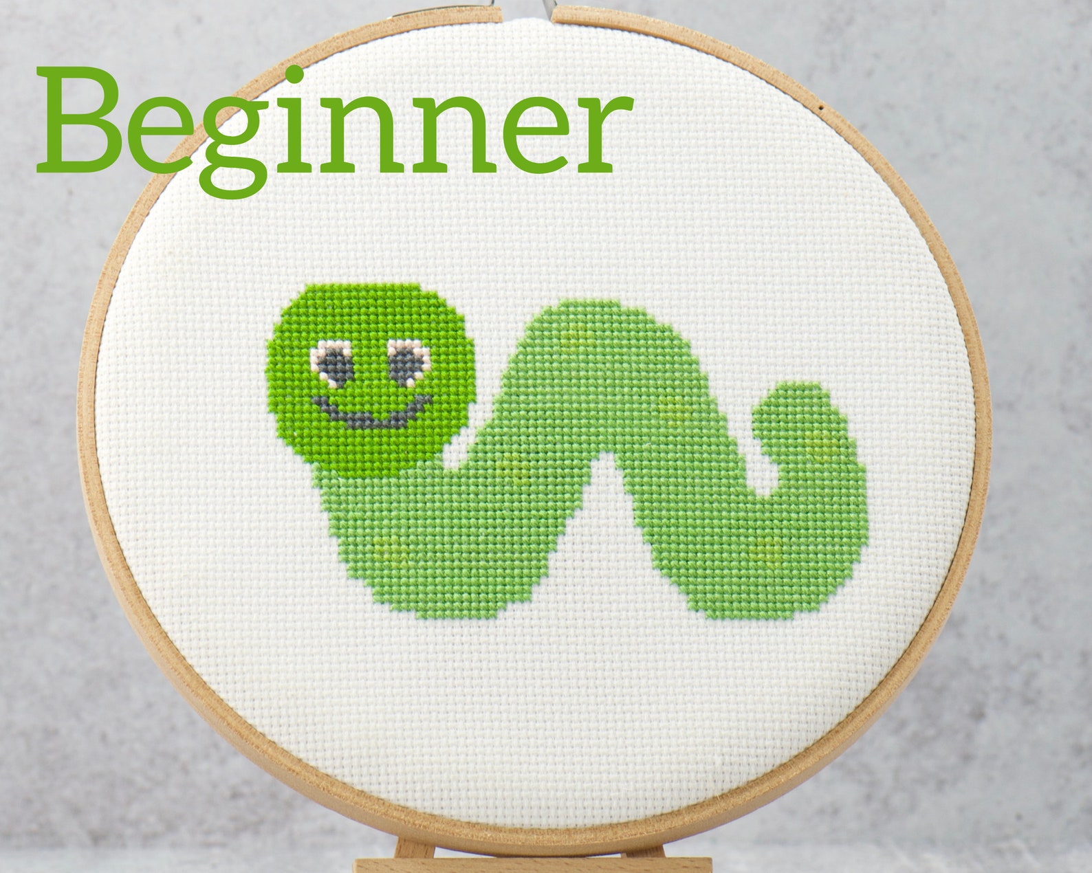 Easy Beginner Green Inchworm Cross Stitch Pattern New Learner - Etsy