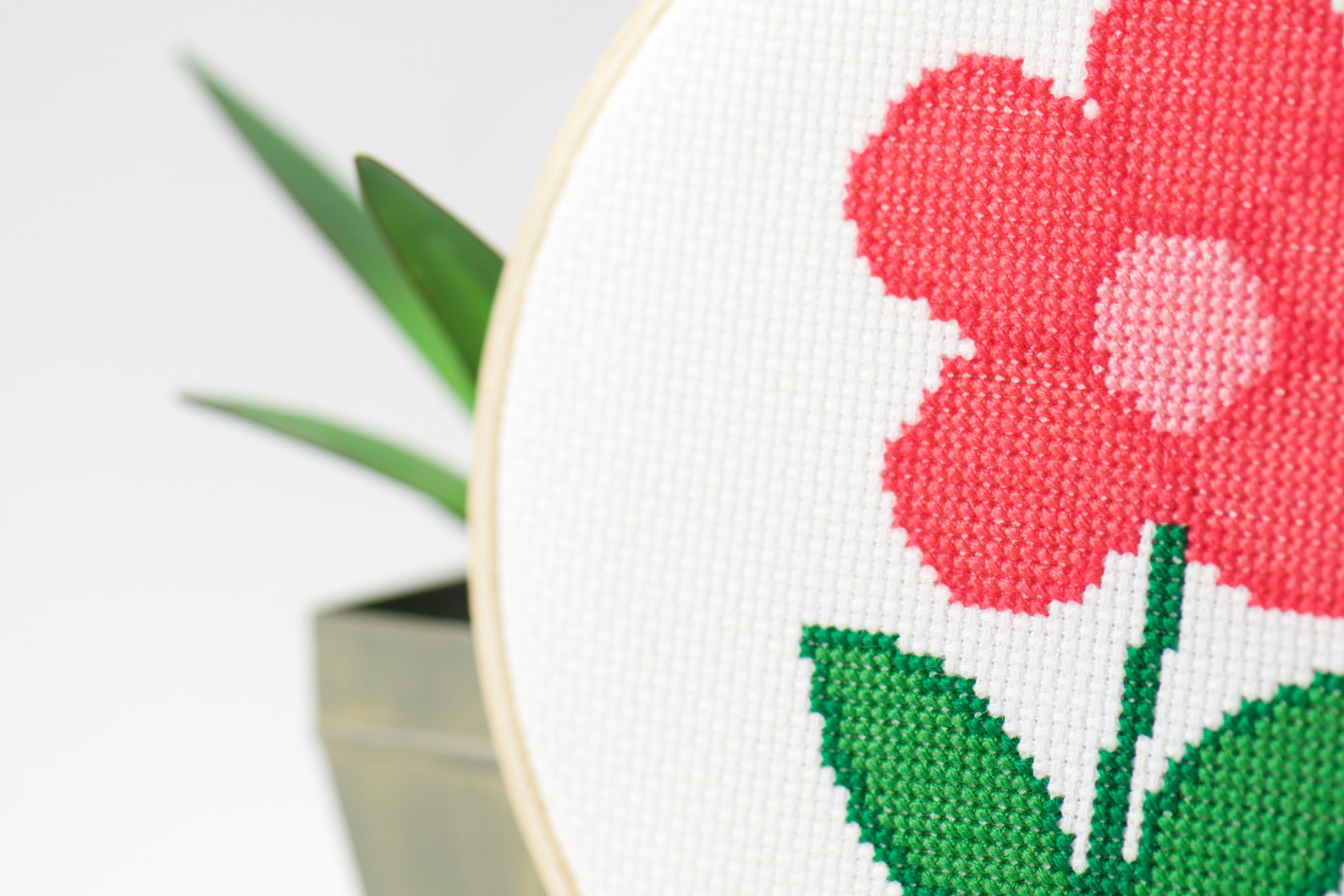 Blooming Flower Cross Stitch Pattern, Simple Hand Embroidery Wall Art ...