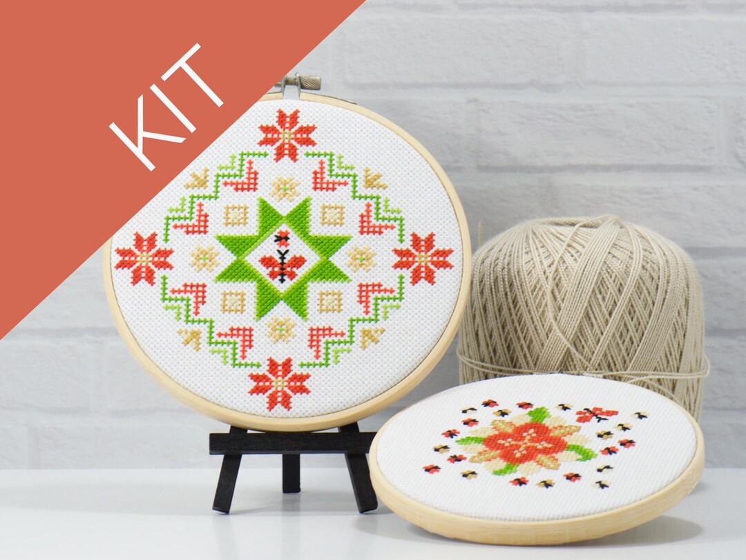Spring Quaker Style Cross Stitch Kit, Beginner Friendly, Two Designs ...