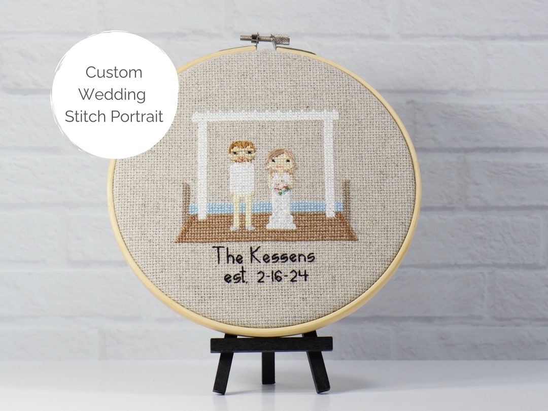 Custom Wedding Keepsake Portrait - Personalized Embroidery Wedding Gift ...