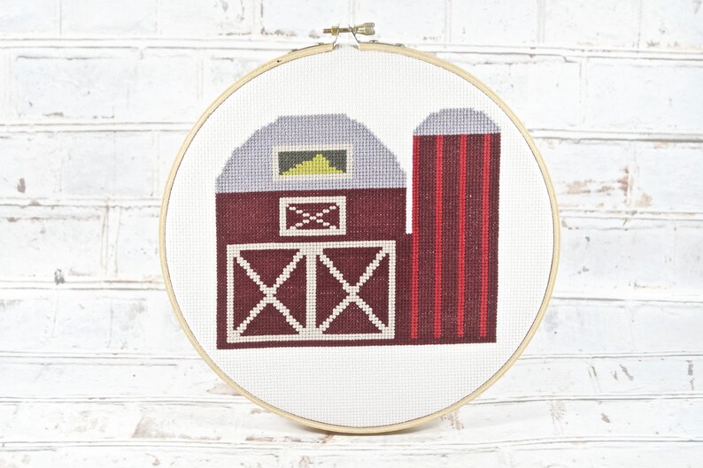 Farm Red Barn Silo Cross Stitch Pattern Farmhouse Wall Art - Etsy