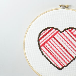 Pink Heart Counted Cross Stitch Pattern Modern - Etsy
