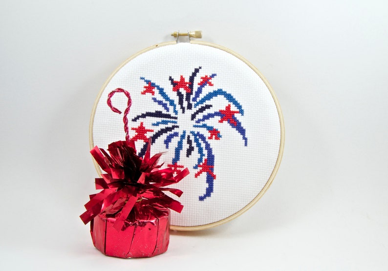 Starburst Cross Stitch Pattern Fourth of July Fireworks DIY | Etsy