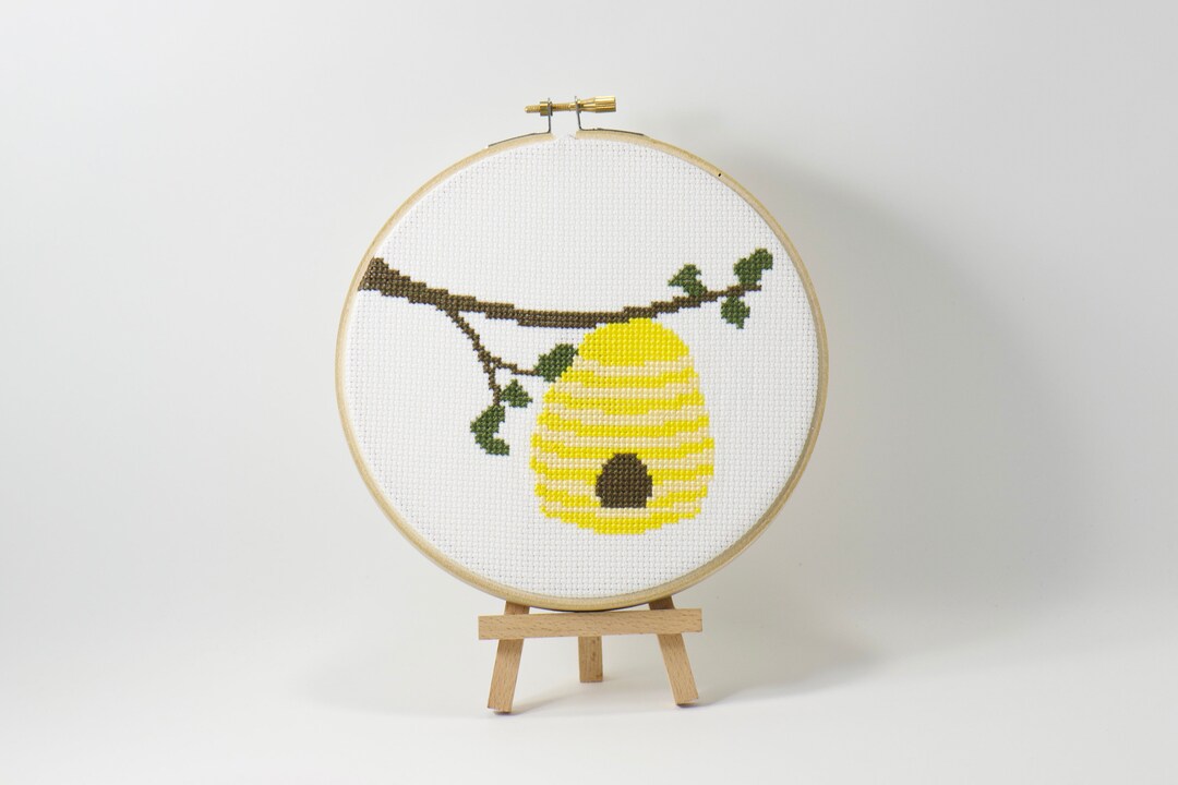 Yellow Bee Hive Cross Stitch Pattern, Modern Simple Cross Stitch ...