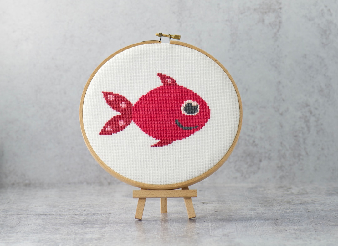 Beginner Counted Cross Stitch Pattern, Pink Baby Fish Instant PDF ...