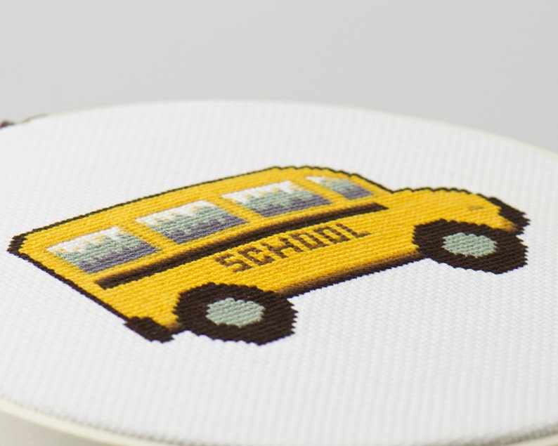 Yellow School Bus Counted Cross Stitch Pattern for Teacher - Etsy