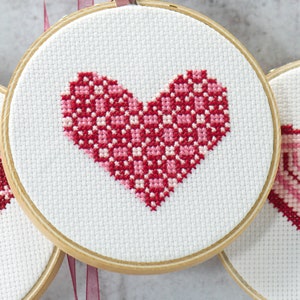 Love Hearts Counted Cross Stitch Set of 5 Patterns, Valentine's Day ...