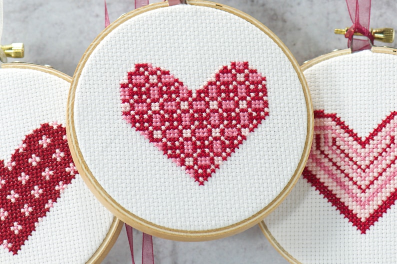 Love Hearts Counted Cross Stitch Set of 5 Patterns - Etsy