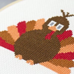 Cute Turkey Counted Cross Stitch Pattern for Thanksgiving and Autumn ...