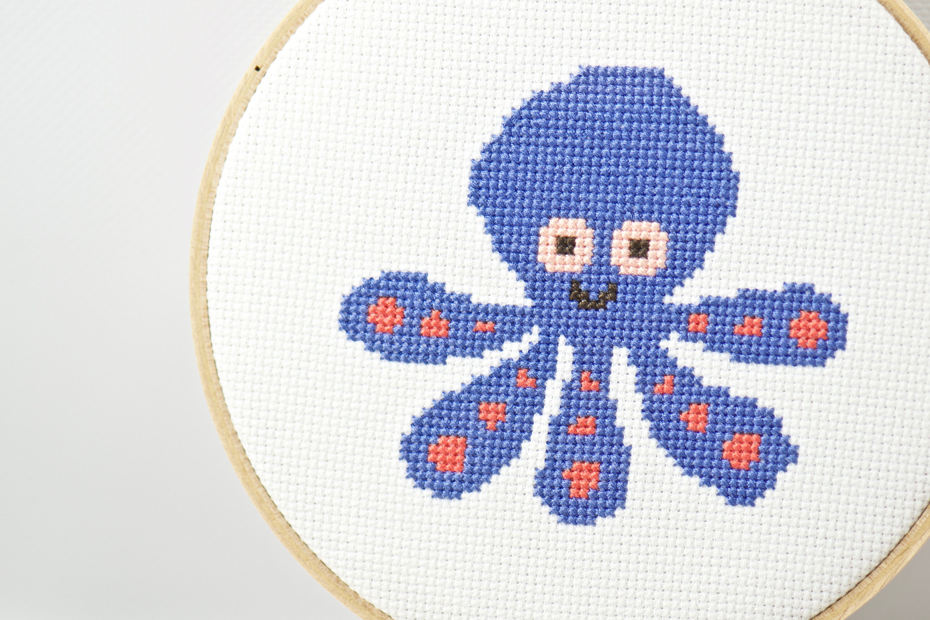 Beginner Counted Cross Stitch Pattern Cute Blue Octopus | Etsy