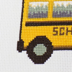 Yellow School Bus Counted Cross Stitch Pattern for Teacher Appreciation ...