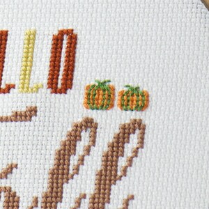 Hello Fall Cross Stitch Pattern - Autumn Season Pumpkins Sunflowers ...