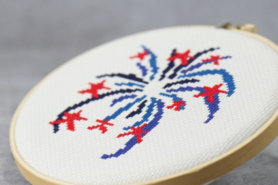 Starburst Cross Stitch Pattern Independence Day Embroidery American ...