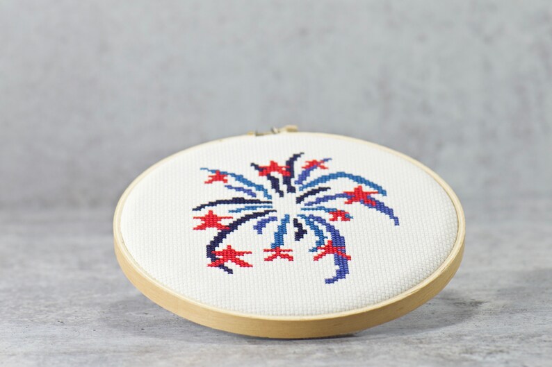 Starburst Cross Stitch Pattern Fourth of July Fireworks DIY | Etsy