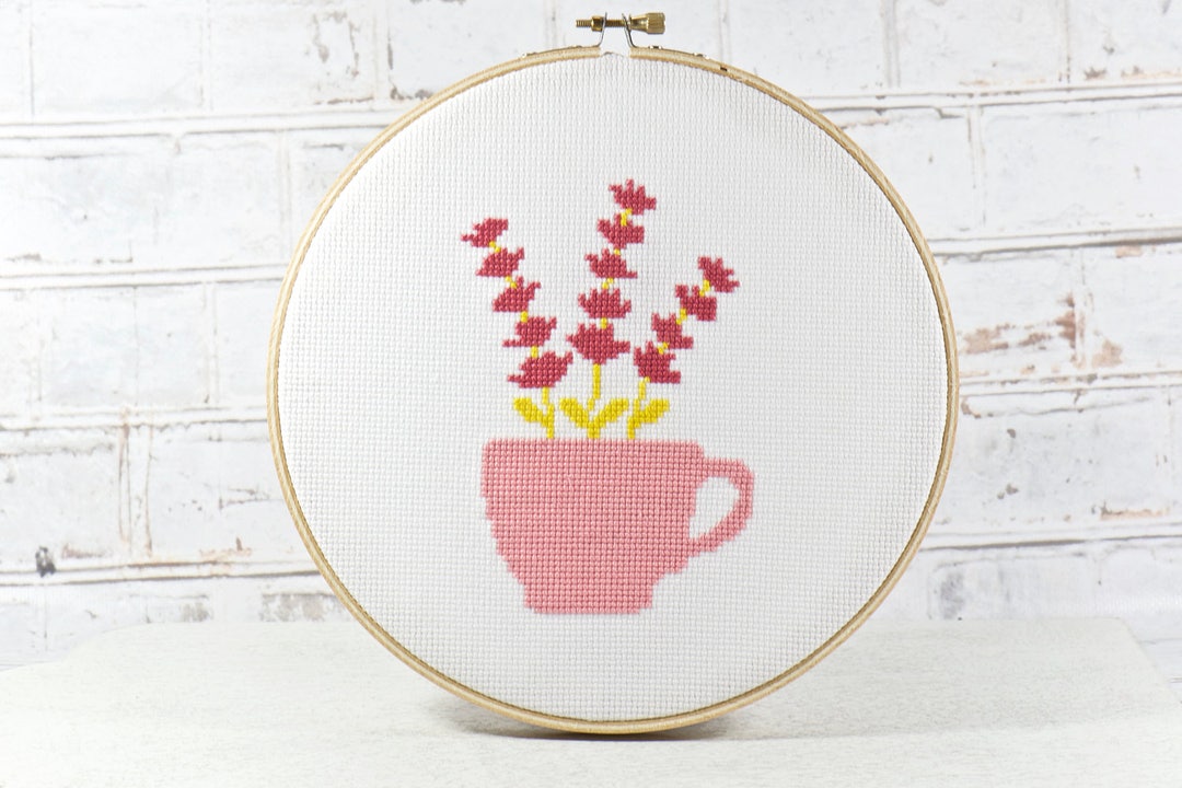 Sweet Pea Cross Stitch. Modern Cross Stitch. Flower Needlecraft. Floral ...