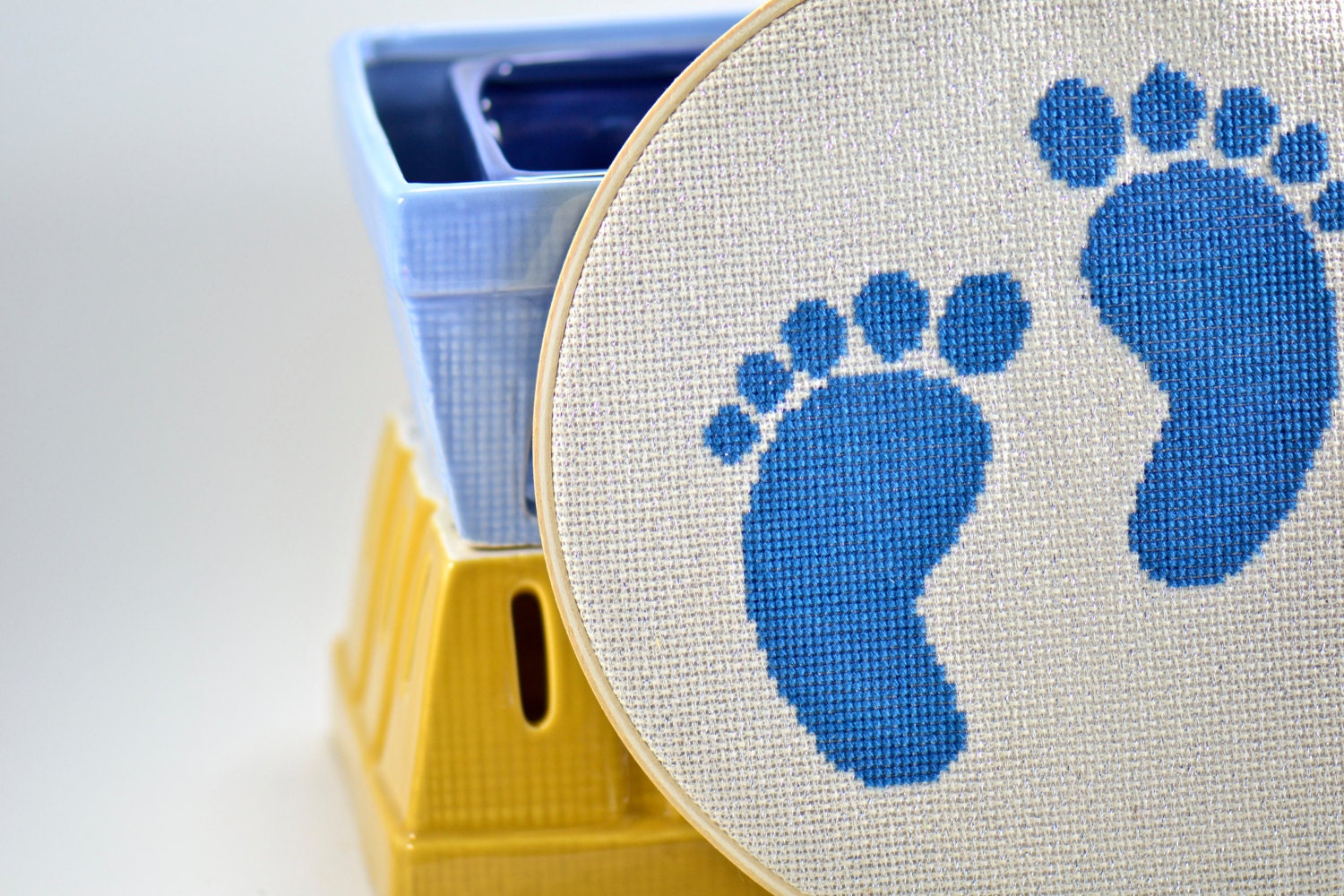 PDF PATTERN Baby Feet Cross Stitch, Boy Nursery Wall Decor, Baby Shower ...
