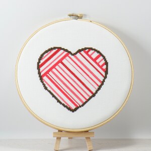 Pink Heart Counted Cross Stitch Pattern Modern - Etsy