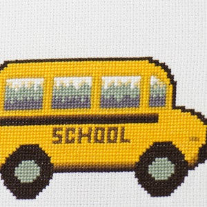 Yellow School Bus Counted Cross Stitch Pattern for Teacher Appreciation ...