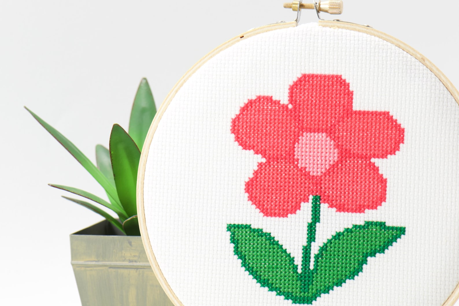Blooming Flower Cross Stitch Pattern, Simple Hand Embroidery Wall Art ...