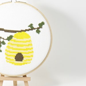 Yellow Bee Hive Cross Stitch Pattern, Modern Simple Cross Stitch ...