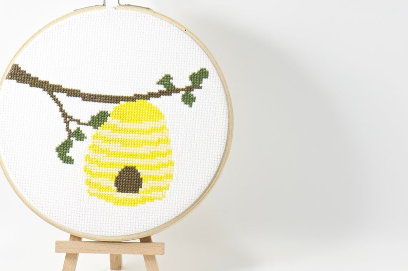 Yellow Bee Hive Cross Stitch Pattern, Modern Simple Cross Stitch ...