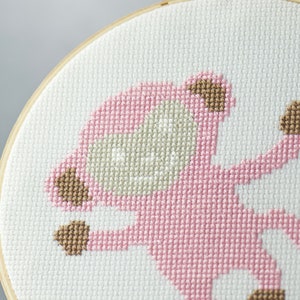 Pink Monkey Cross Stitch Pattern, PDF Download, DIY Baby Gift, Nursery ...