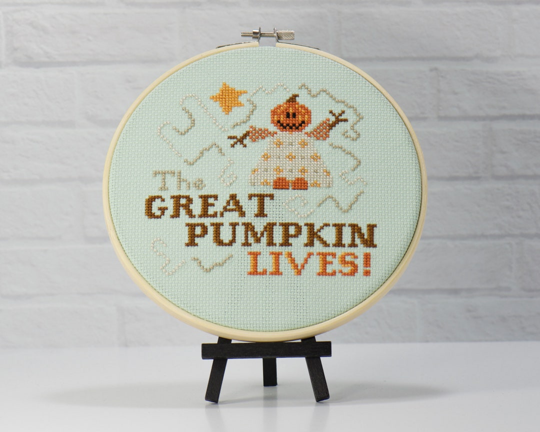 The Great Pumpkin Lives Modern Cross Stitch Pattern for Halloween Hand ...