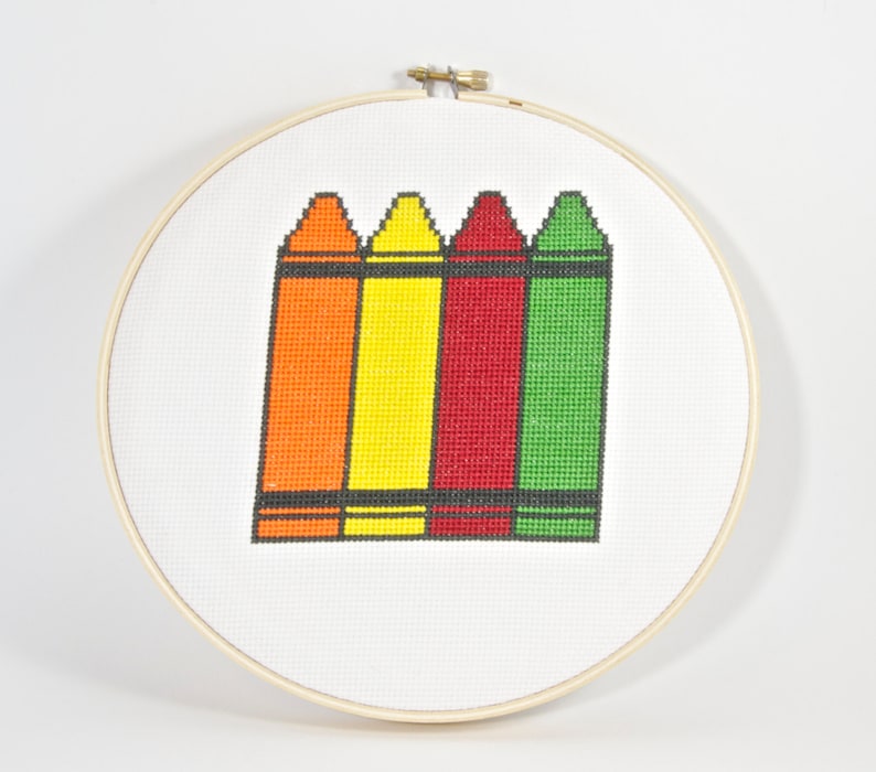 Elementary Crayon Set Cross Stitch Pattern, Classroom School Decor ...