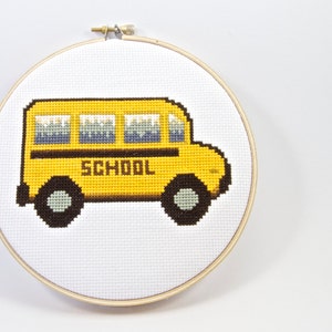 School Bus Cross Stitch Pattern, New Teacher Gift Idea, Little Yellow ...