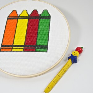 Elementary Crayon Set Cross Stitch Pattern, Classroom School Decor ...
