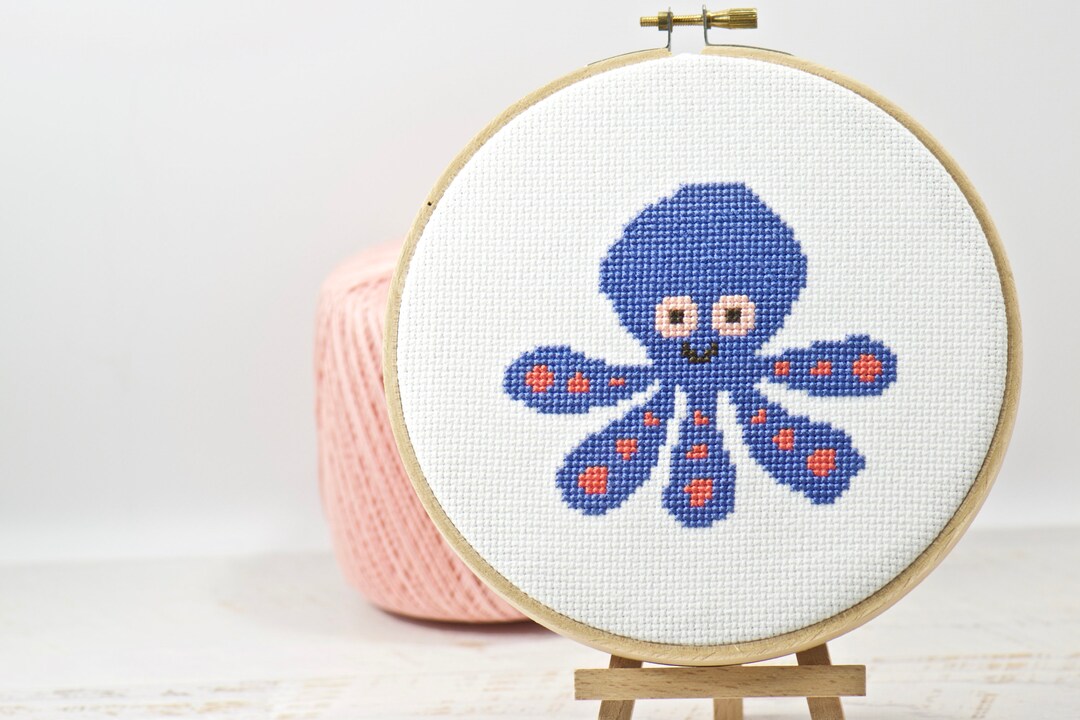 Cute Octopus Cross Stitch Pattern, Nautical Baby Nursery Room Decor ...