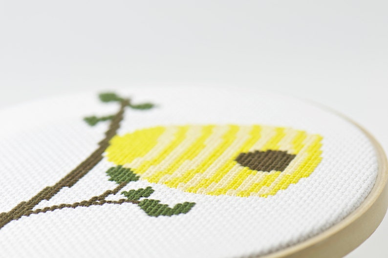 Yellow Bee Hive Cross Stitch Pattern, Modern Simple Cross Stitch ...
