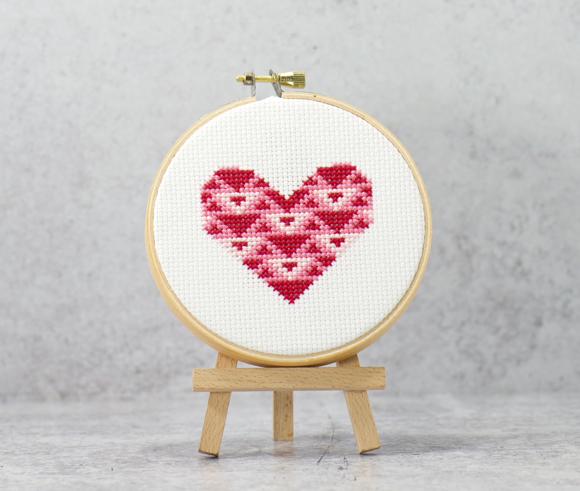 Love Hearts Counted Cross Stitch Set of 5 Patterns - Etsy