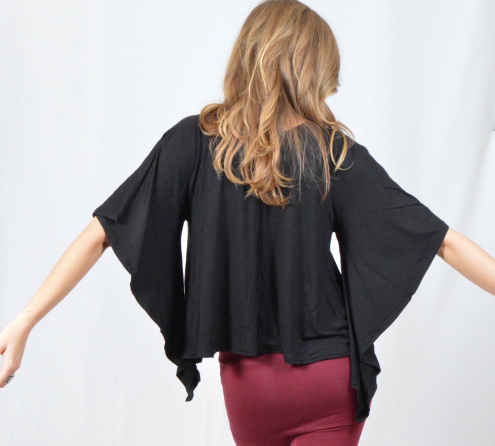 Butterfly Sleeve Crop Top Flowy Sleeves Festival Clothing Dance Yoga