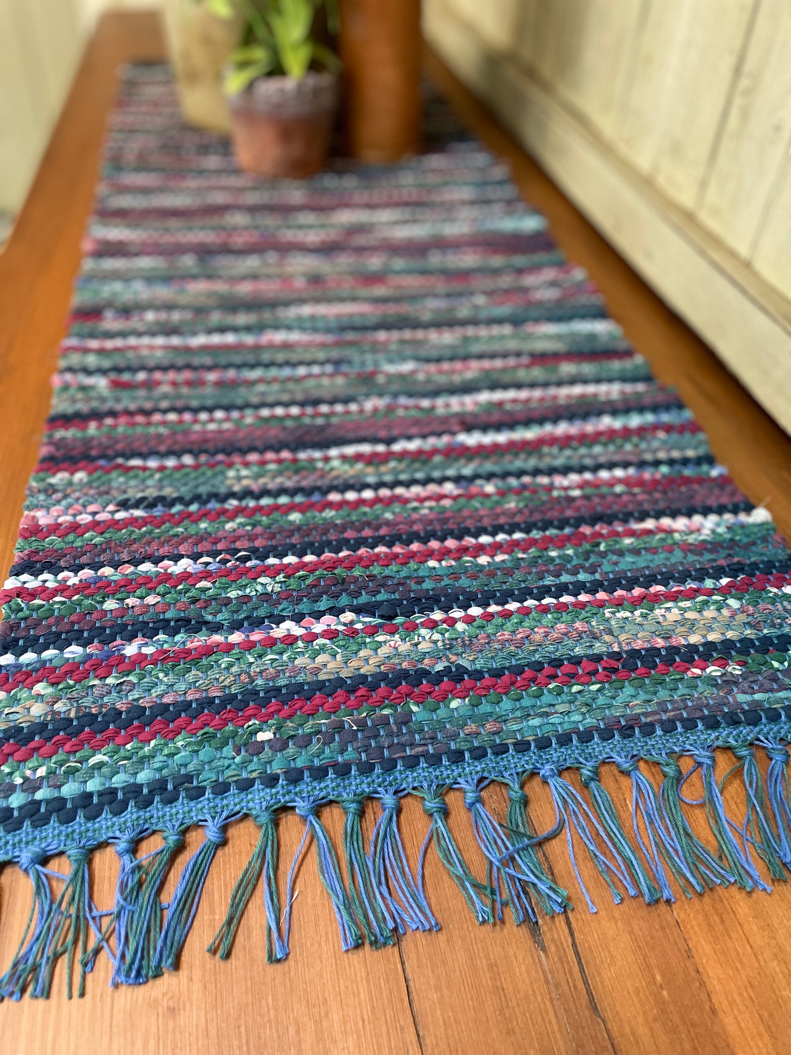 Handwoven Country Farmhouse Rag Rug Table Runner/rustic Navy - Etsy