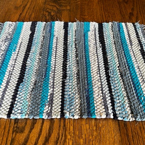 Blue Handwoven Country Farmhouse Rag Rug Placemats, Coastal Cottage ...