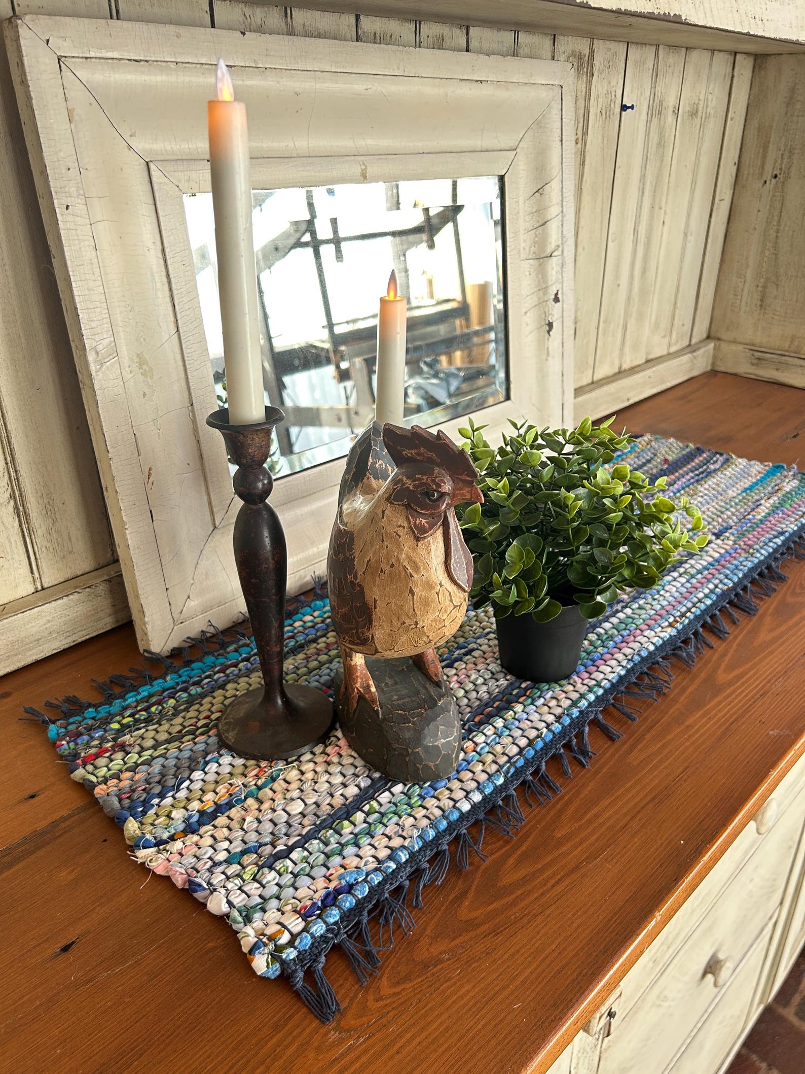 Handwoven Colorful Rag Rug Table Runner: Farmhouse Table Decor - Etsy