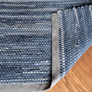Handwoven Denim Rag Rug, Blue Jeans Entryway Rug, Washable Kitchen ...