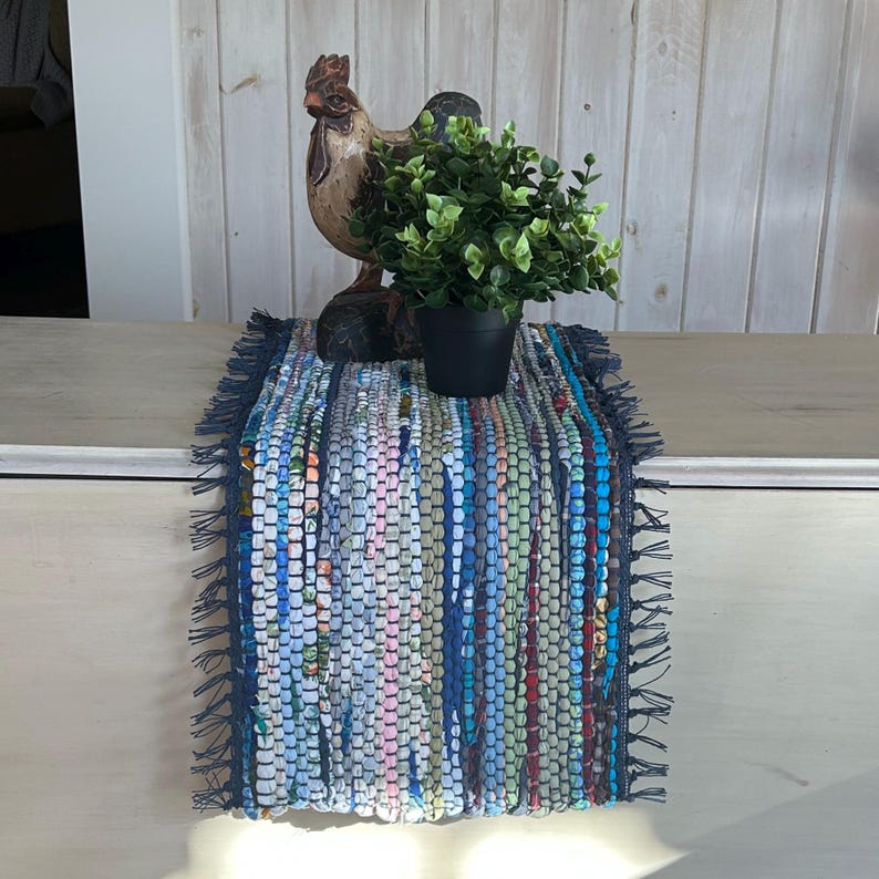 Handwoven Colorful Rag Rug Table Runner: Farmhouse Table Decor - Etsy