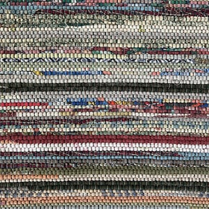 Multi Colored Hit and Miss Country Farmhouse Rag Rug, Vintage Style ...