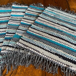 Blue Handwoven Country Farmhouse Rag Rug Placemats, Coastal Cottage ...