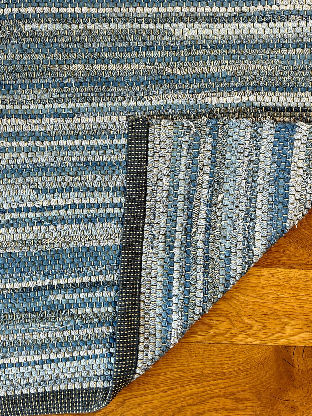 Handwoven Blue Jeans Rag Rug 24x50, Washable Kitchen Throw Rug - Etsy