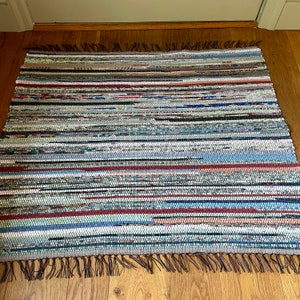 Multi Colored Hit and Miss Country Farmhouse Rag Rug, Vintage Style ...
