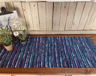 Handwoven Country Farmhouse Rag Rug Table Runner/Rustic Navy | Etsy