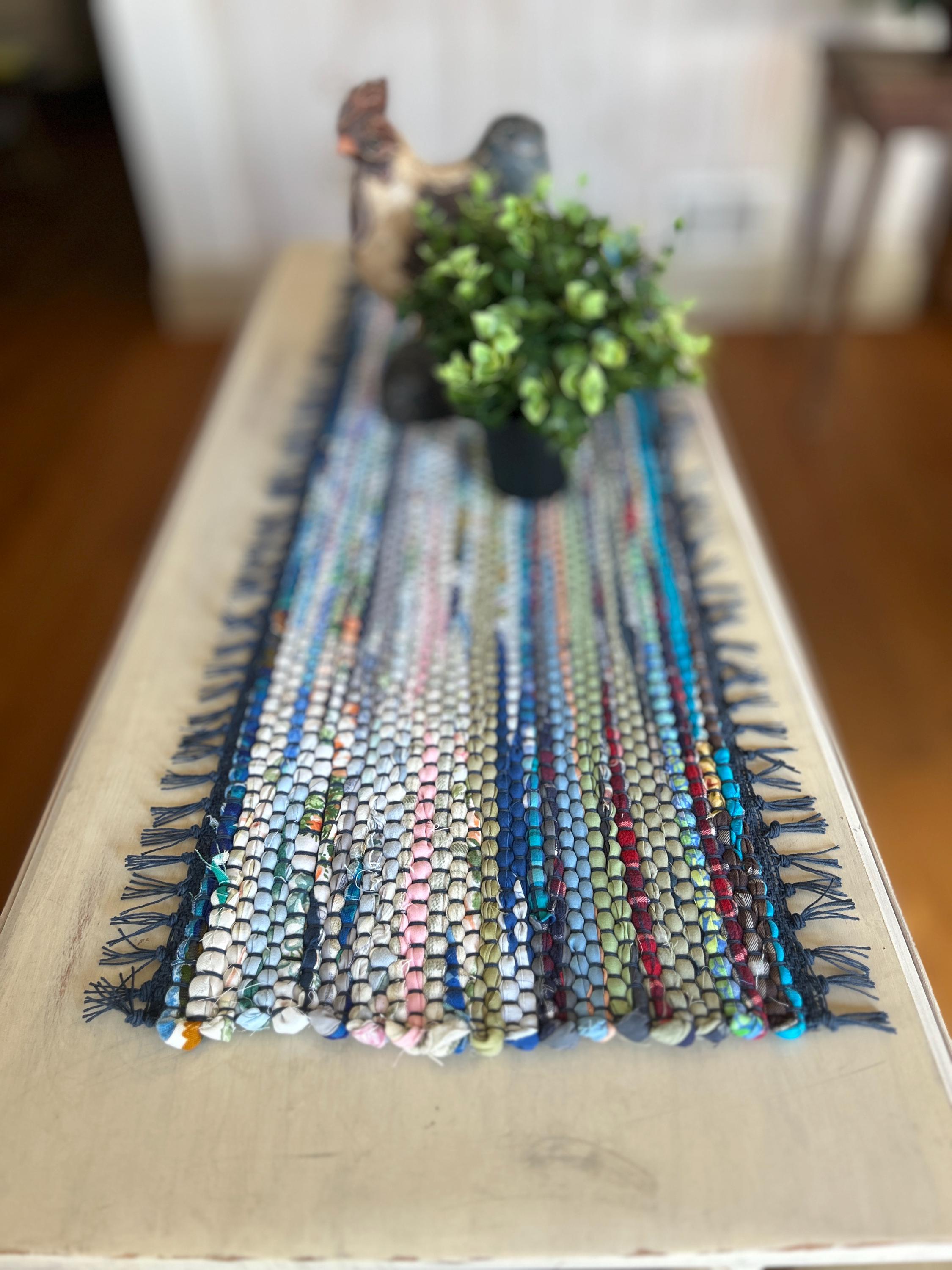 Handwoven Colorful Rag Rug Table Runner: Farmhouse Table Decor - Etsy