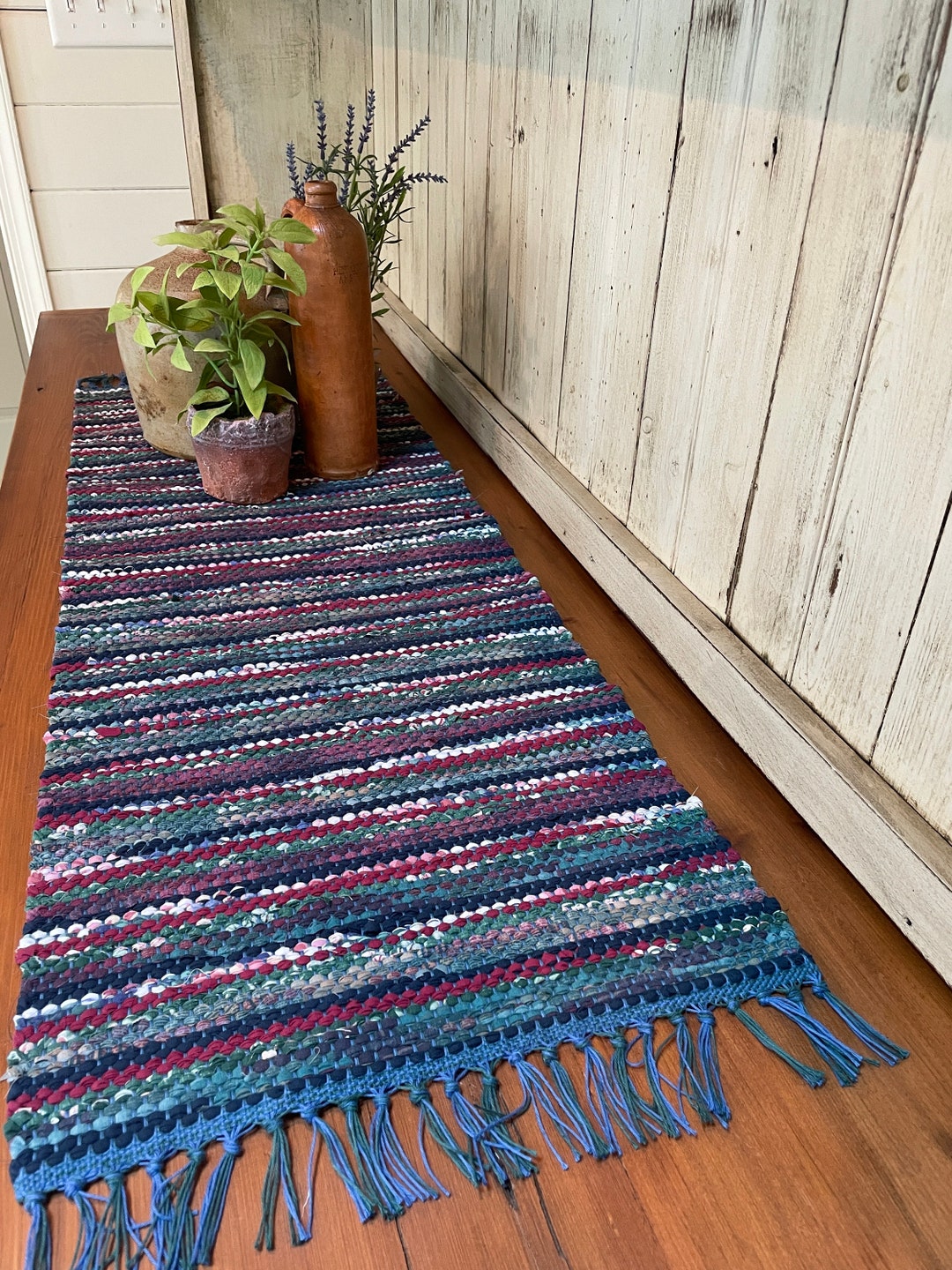 Handwoven Country Farmhouse Rag Rug Table Runner Handmade - Etsy