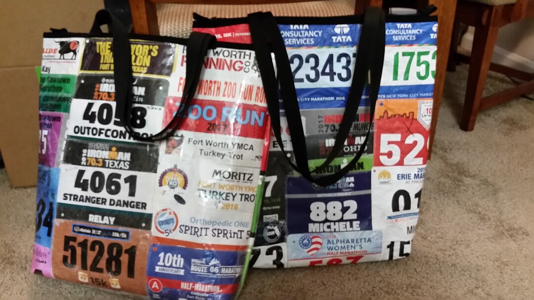 Race Bib Bag or Race Shirt Tote Bags Made From Your Race Bibs or Race ...